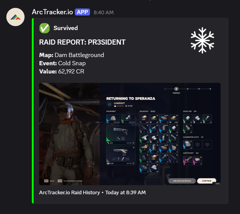 Discord Bot - ARC Raiders Raid Reports & Event Timers | ARCTracker.io
