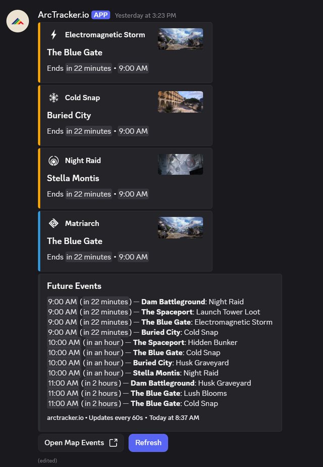 Discord Bot - ARC Raiders Raid Reports & Event Timers | ARCTracker.io